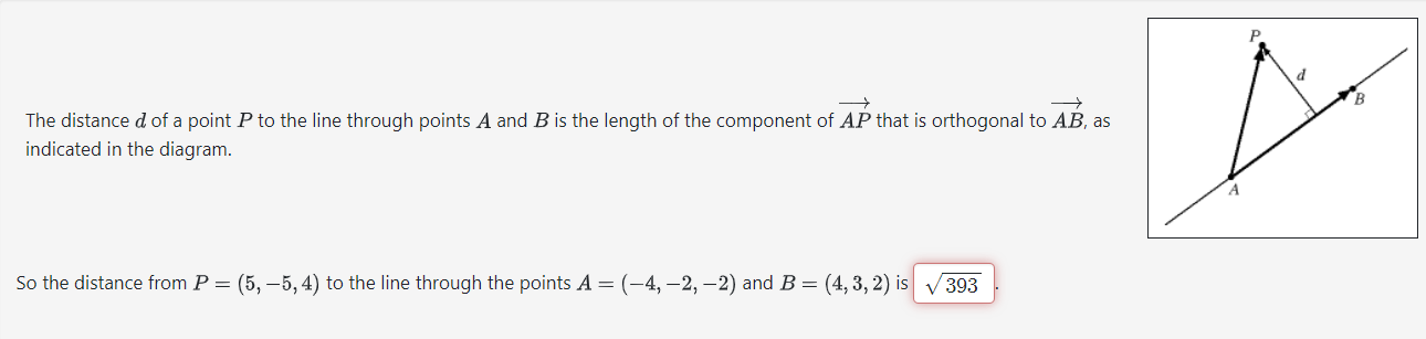 Solved The distance d ﻿of a point P ﻿to the line through | Chegg.com