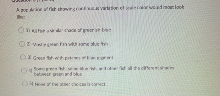 Solved A population of fish showing continuous variation of | Chegg.com