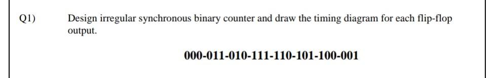 Solved Q1) Design irregular synchronous binary counter and | Chegg.com