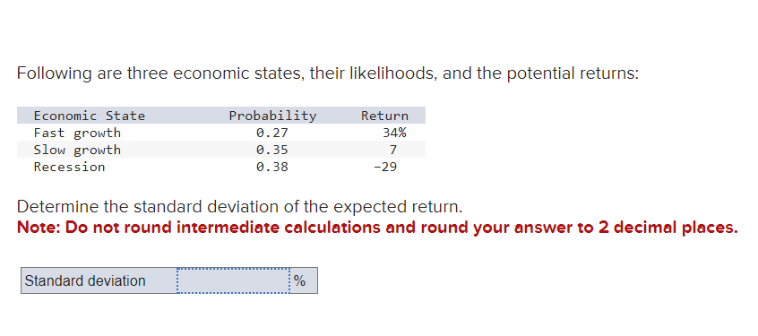 Solved Following are three economic states, their | Chegg.com