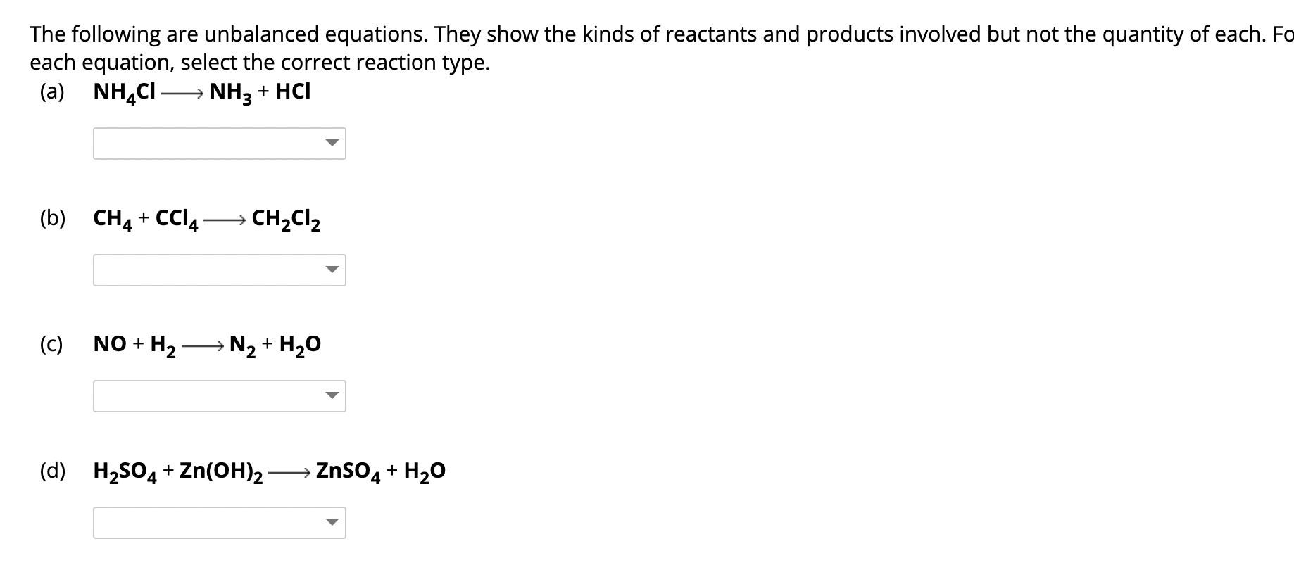 Solved The following are unbalanced equations. They show the | Chegg.com