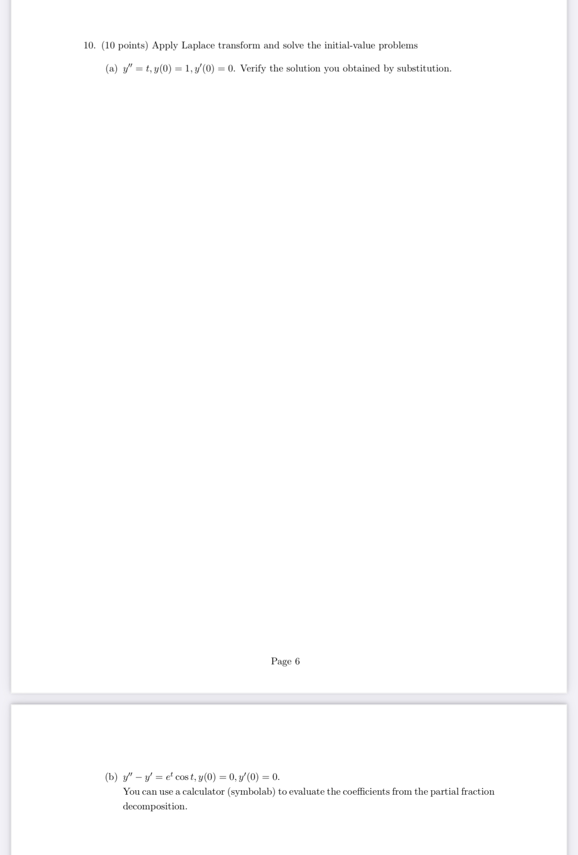 Solved (10 ﻿points) ﻿Apply Laplace transform and solve the | Chegg.com