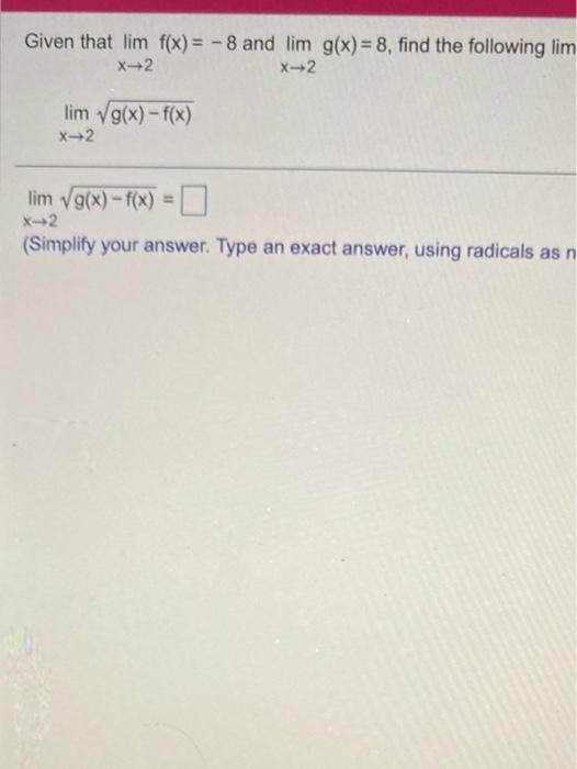 Solved Evaluate the indicated limit. Use - ooo where ar 2x + | Chegg.com