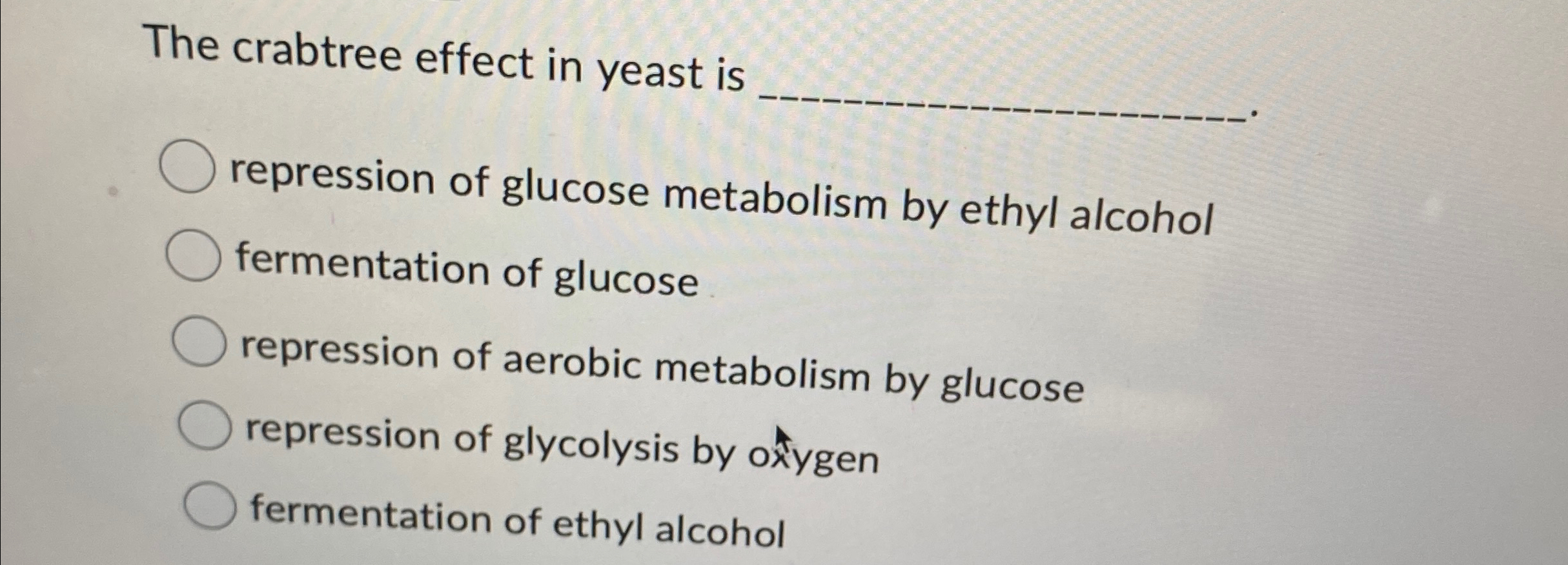 Solved The Crabtree Effect In Yeast Isrepression Of Glucose