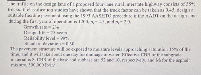 Solved The traffic on the design lane of a proposed | Chegg.com