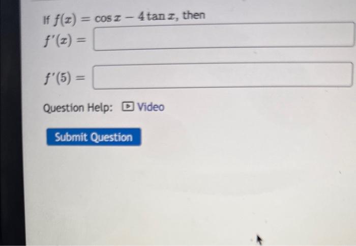 Solved If f(x)=3x2−2ex, find f′(x)=f′(2)= f′′(x)=f′′(2)= | Chegg.com