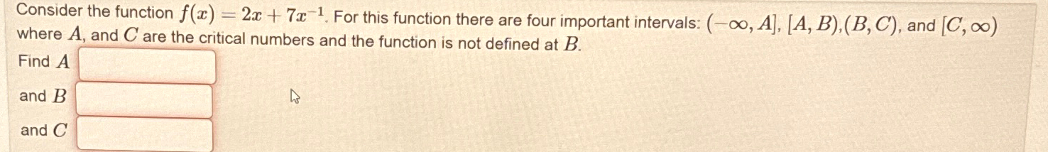 Solved Consider the function f(x)=2x+7x-1. ﻿For this | Chegg.com