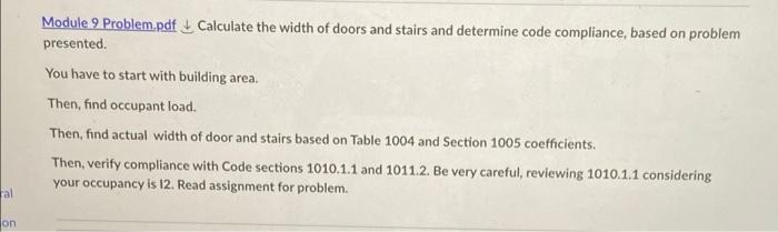Module 9 Problem.pdf ↓ Calculate the width of doors | Chegg.com