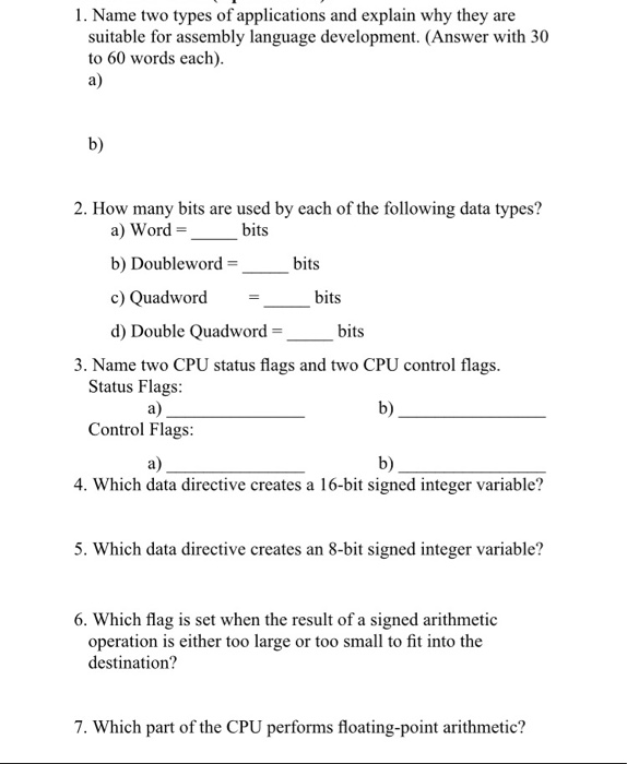 Solved 1. Name two types of applications and explain why | Chegg.com