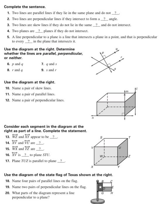 Solved Complete the sentence. 1. Two lines are parallel | Chegg.com