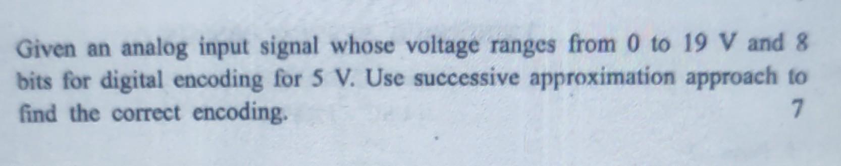Solved Given an analog input signal whose voltage ranges | Chegg.com