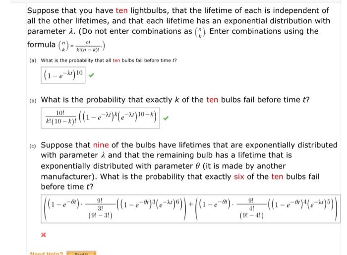 Solved Suppose that you have ten lightbulbs, that the | Chegg.com