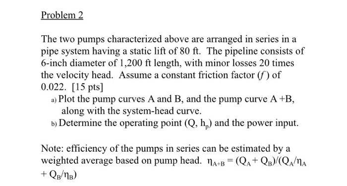 Problem 2 The two pumps characterized above are | Chegg.com