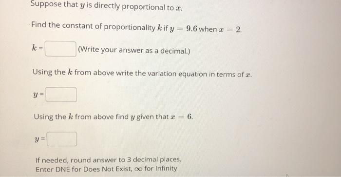 Solved Suppose that y is directly proportional to 2. Find | Chegg.com