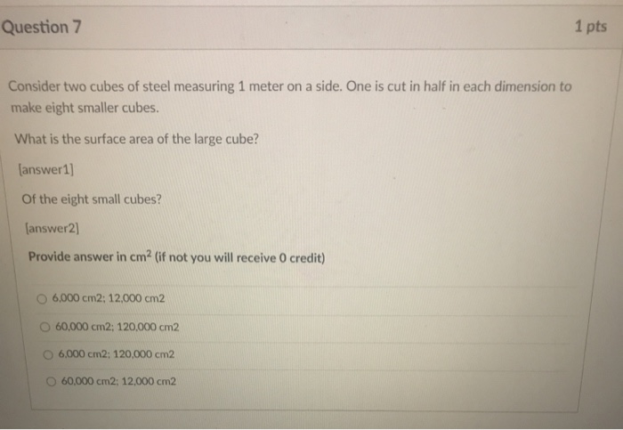 Solved Question 7 1 pts Consider two cubes of steel | Chegg.com
