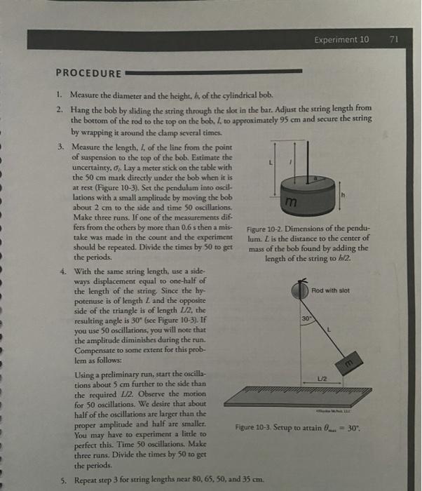 Solved Experiment 10 SIMPLE PENDULUM Purpose To study the | Chegg.com