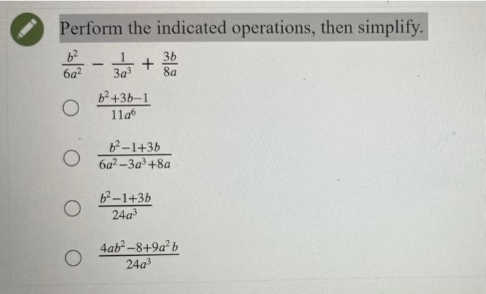 Solved Perform the indicated operations, then simplify. 1 b2 | Chegg.com