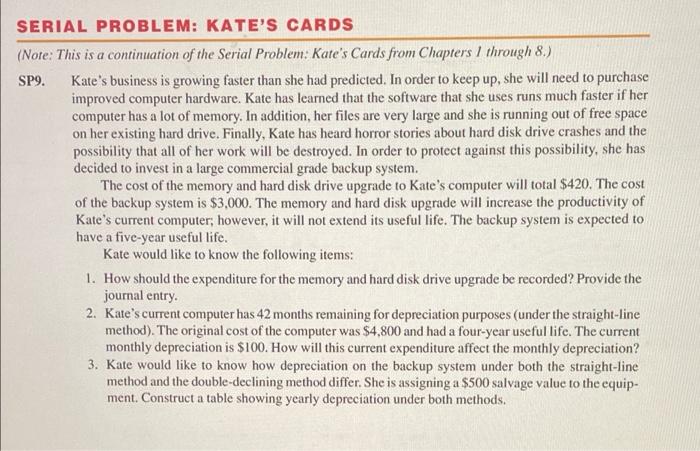 Solved Kates Cards Chapter 9: needing help with questions | Chegg.com