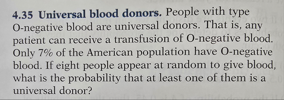 Solved 4.35 ﻿Universal blood donors. People with type | Chegg.com