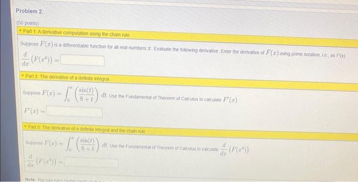Solved Problem 2 (50 points - Part 1 Aderivative computation | Chegg.com