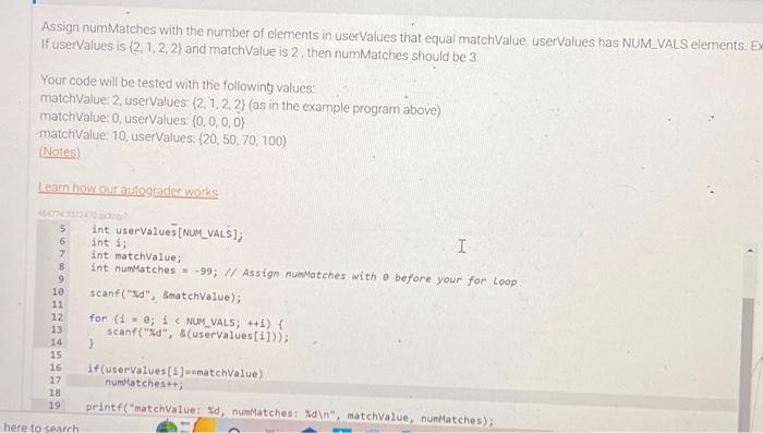 Solved Assign numMatches with the number of elements in | Chegg.com
