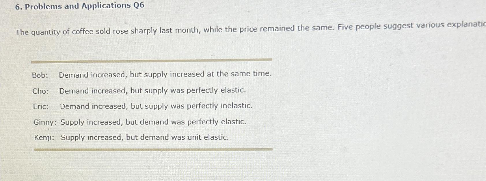 Solved Problems and Applications Q6The quantity of coffee | Chegg.com