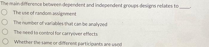Solved The main difference between dependent and independent | Chegg.com