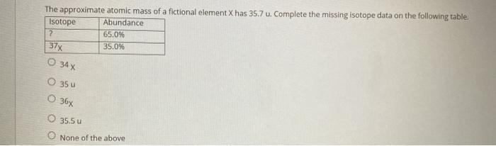 Solved The approximate atomic mass of a fictional element X | Chegg.com