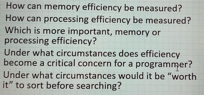 Solved How can memory efficiency be measured? How can | Chegg.com