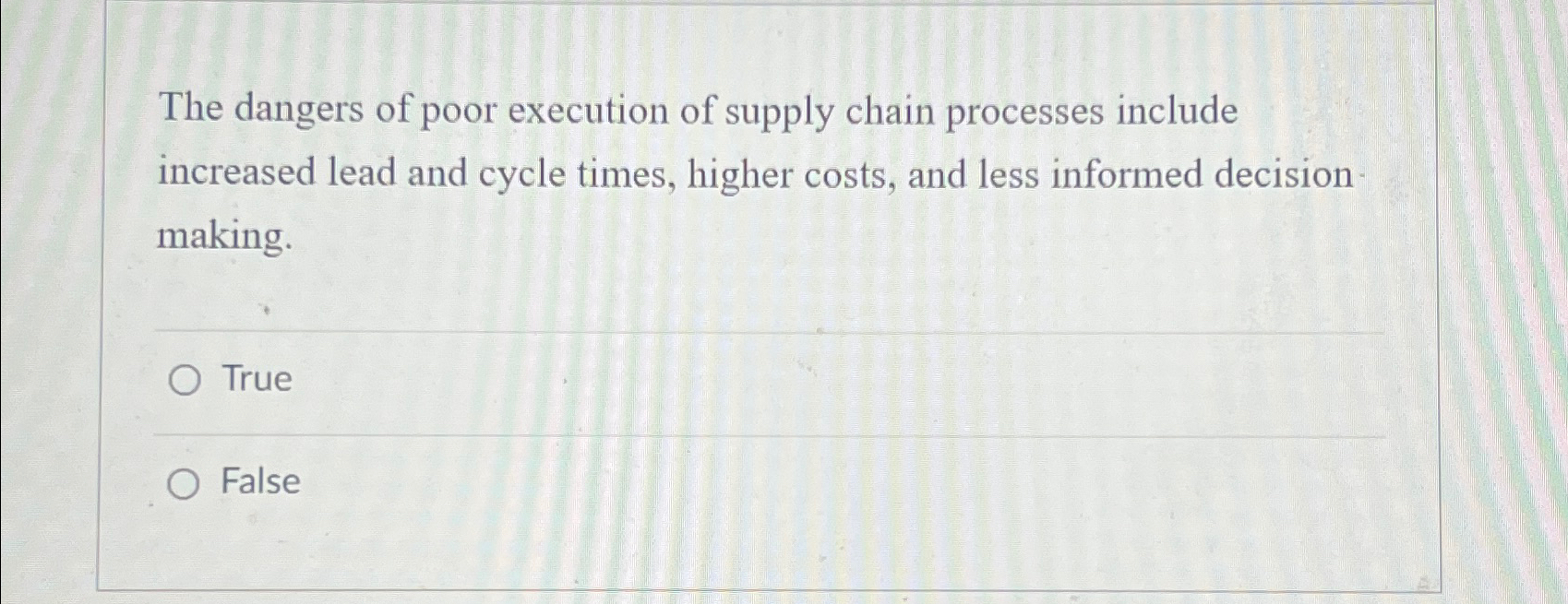 Solved The dangers of poor execution of supply chain | Chegg.com