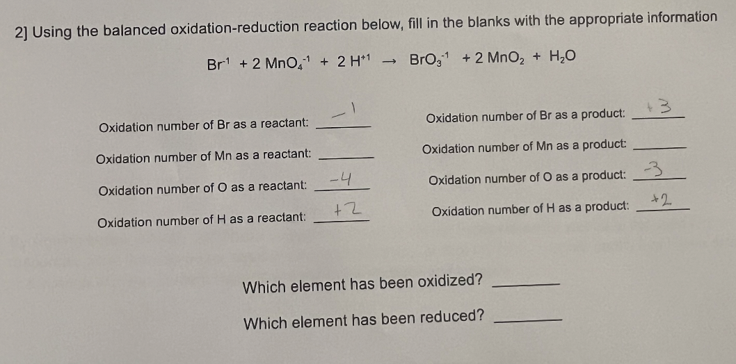 Solved 2] ﻿Using the balanced oxidation-reduction reaction | Chegg.com
