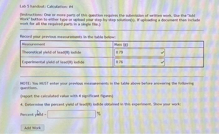Solved Lab 5 handout: Calculation: \\#4 (Instructions: One | Chegg.com