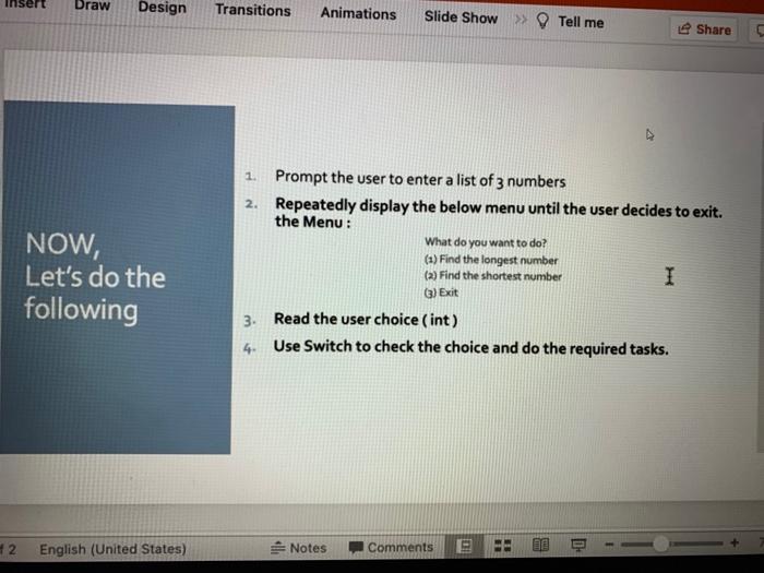 Solved Draw Design Transitions Animations Slide Show >> Tell | Chegg.com