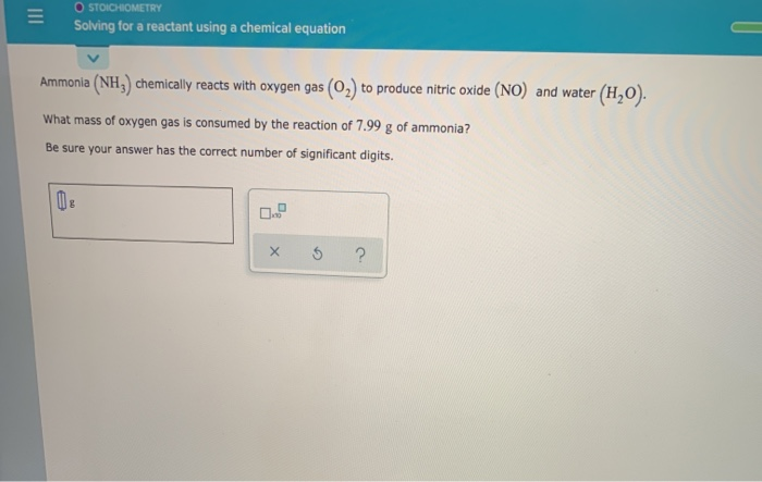 Solved O STOICHIOMETRY Solving for a reactant using a | Chegg.com