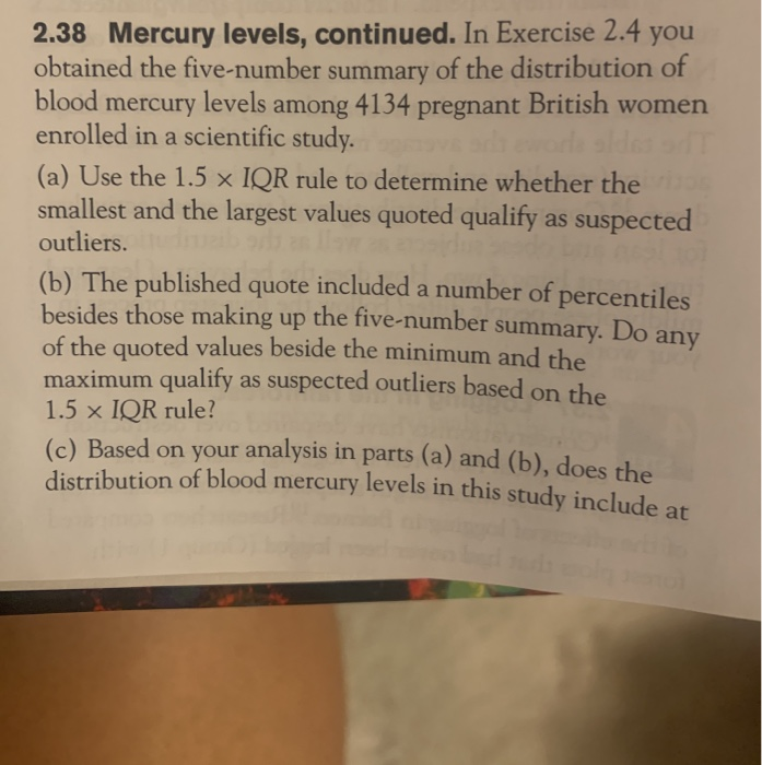 distribution of blood mercury levels in this study | Chegg.com