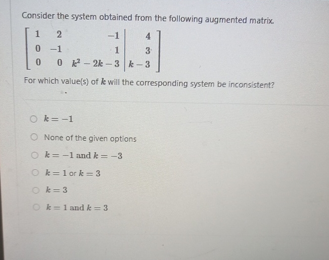 Solved Consider the system obtained from the following | Chegg.com