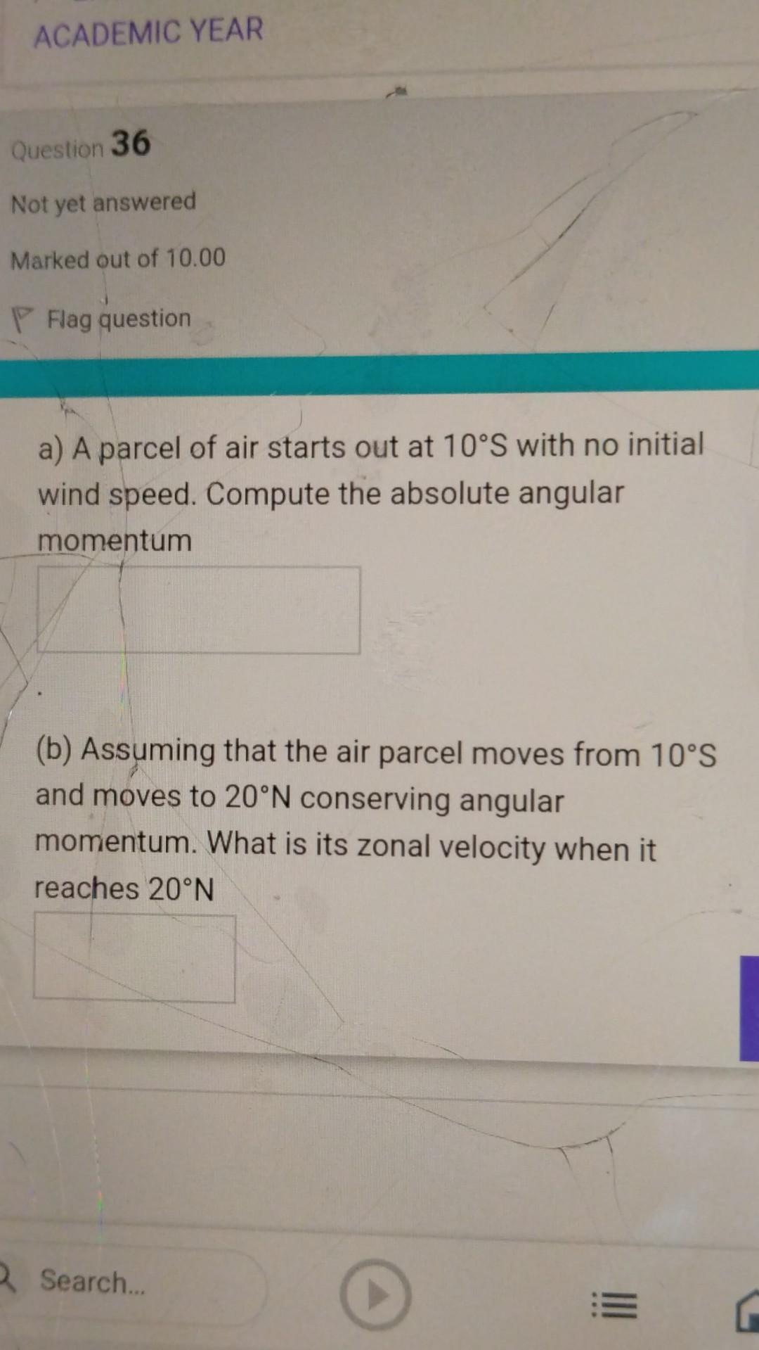 Solved a) A parcel of air starts out at 10∘S with no initial | Chegg.com