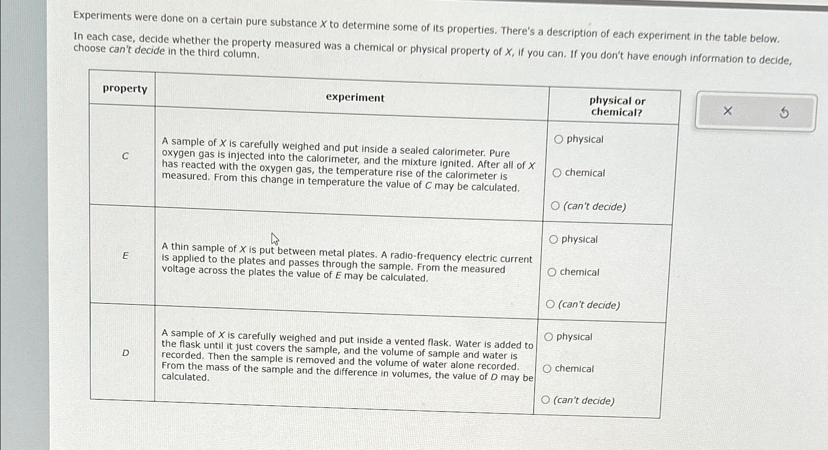 Solved Experiments were done on a certain pure substance x | Chegg.com