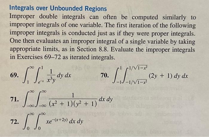 Solved Integrals over Unbounded Regions Improper double | Chegg.com