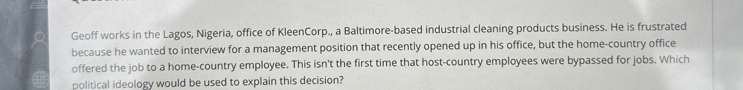 Solved Geoff works in the Lagos, Nigeria, office of | Chegg.com