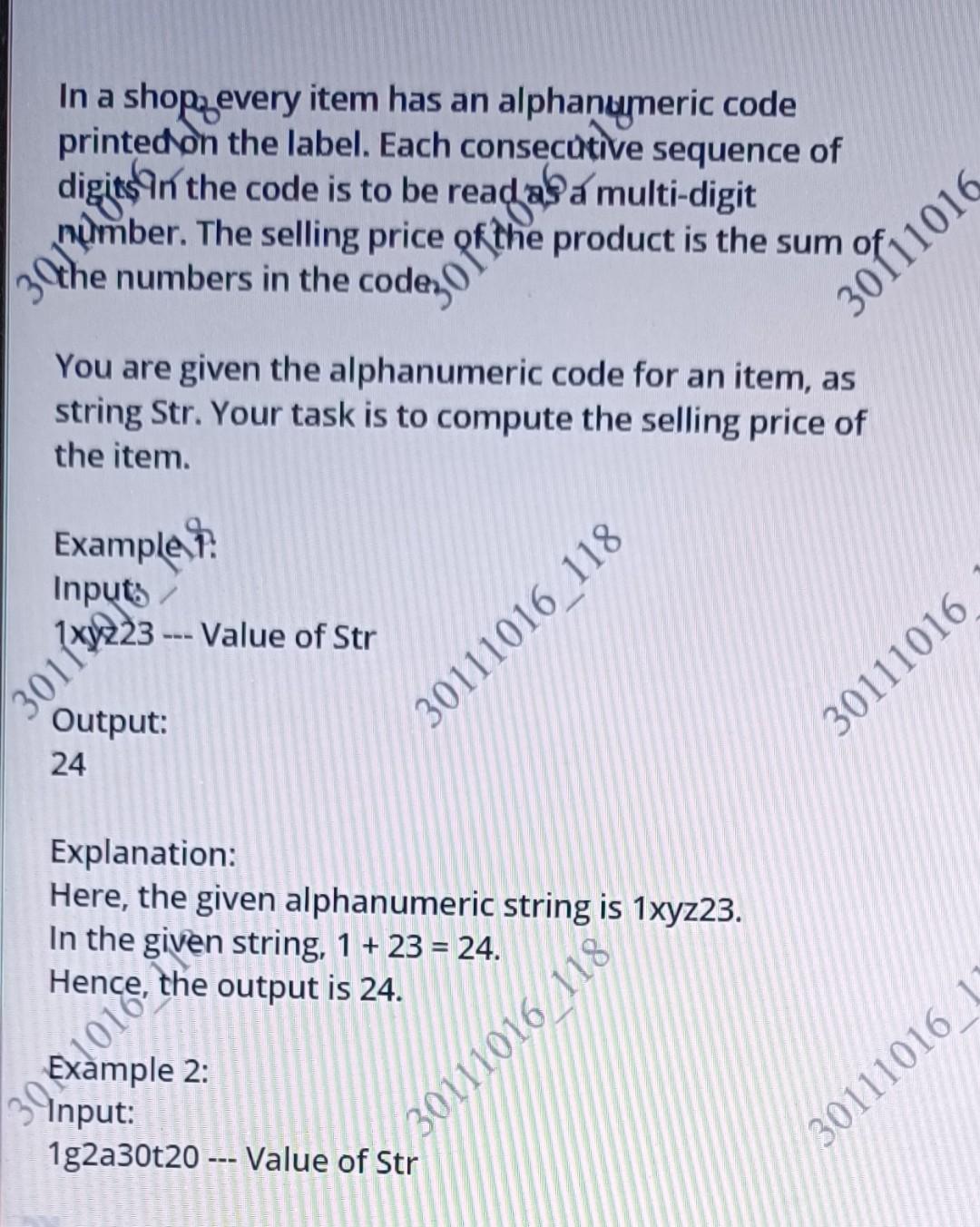 Solved In a shop, every item has an alphanumeric code | Chegg.com