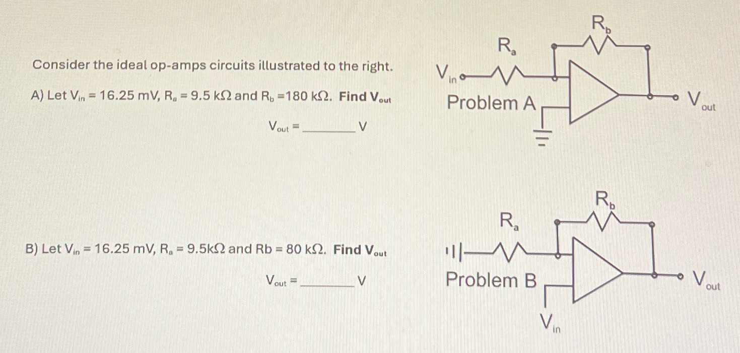 Solved Consider the ideal op-amps circuits illustrated to | Chegg.com