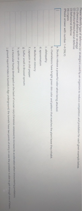 Solved Please identify type of defenses (or strategies) used | Chegg.com