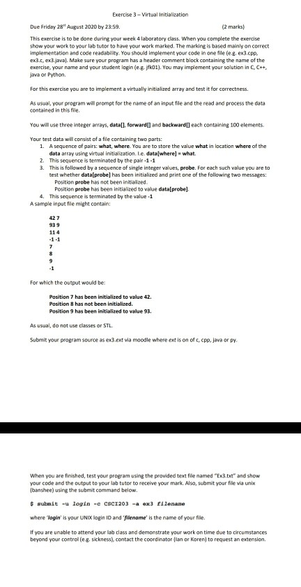 Solved Exercise 3 - Virtual Initialization Due Friday 28 | Chegg.com