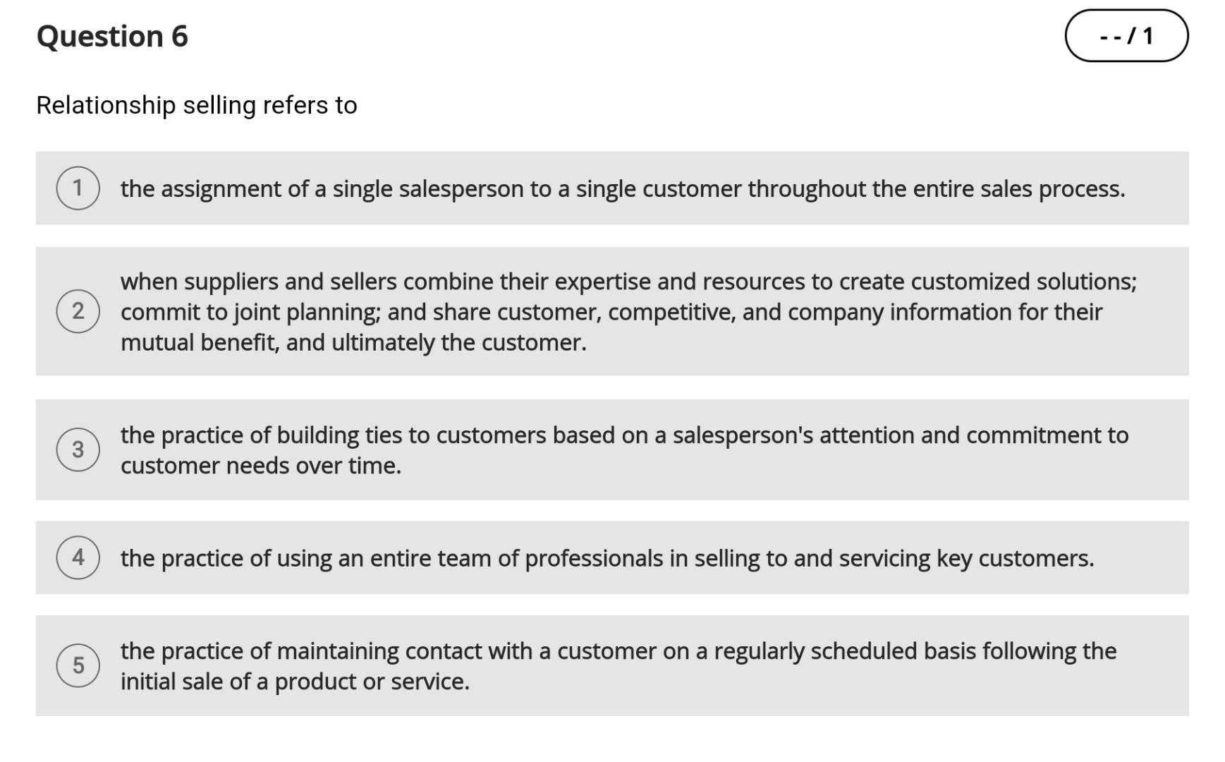 Solved Relationship selling refers to the assignment of a | Chegg.com