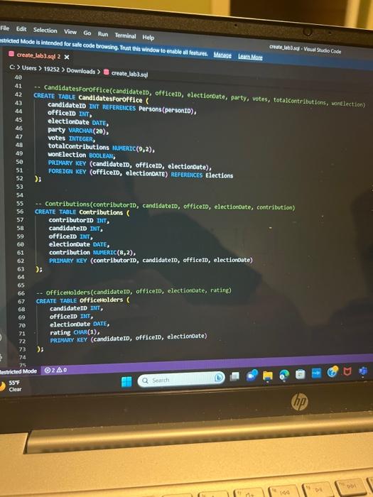 Solved Drop Schema Lab3 Cascade Create Schewa Lab3 