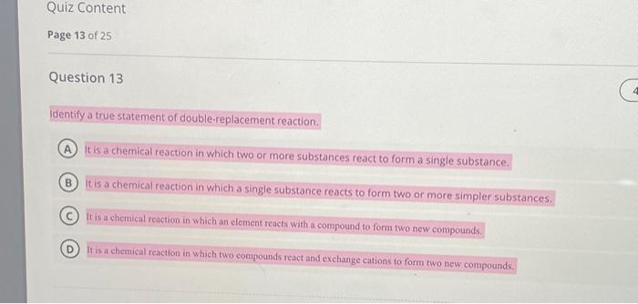 Solved Quiz Content Page 13 of 25 Question 13 Identify a | Chegg.com