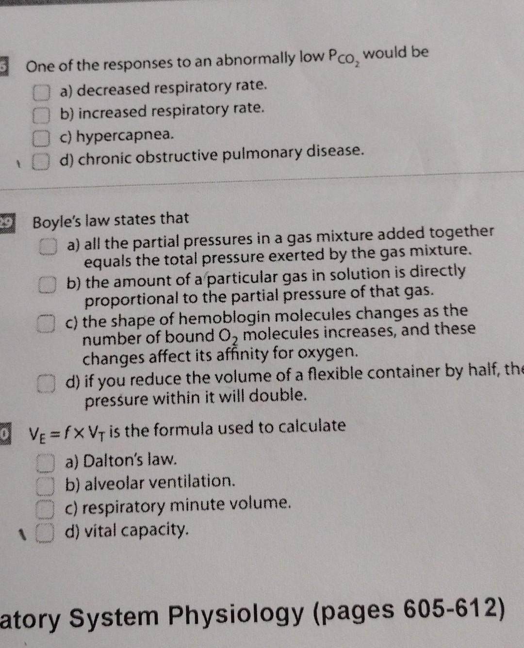 Solved 3 One of the responses to an abnormally low PCO2 | Chegg.com
