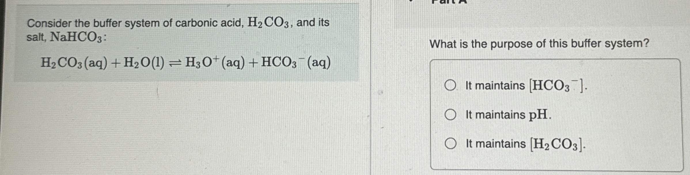 Solved Consider the buffer system of carbonic acid, H2CO3, | Chegg.com