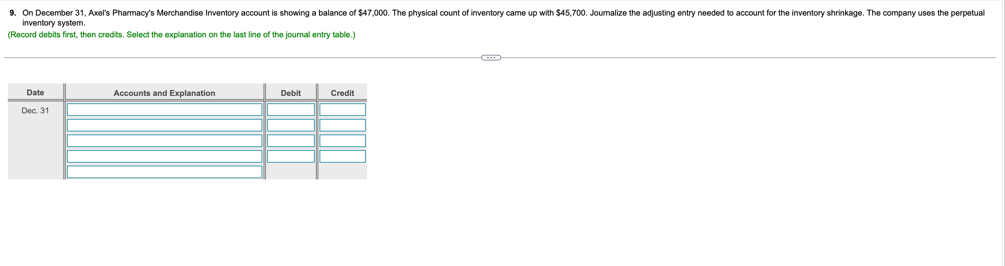 Solved inventory system.(Record debits first, then credits. | Chegg.com